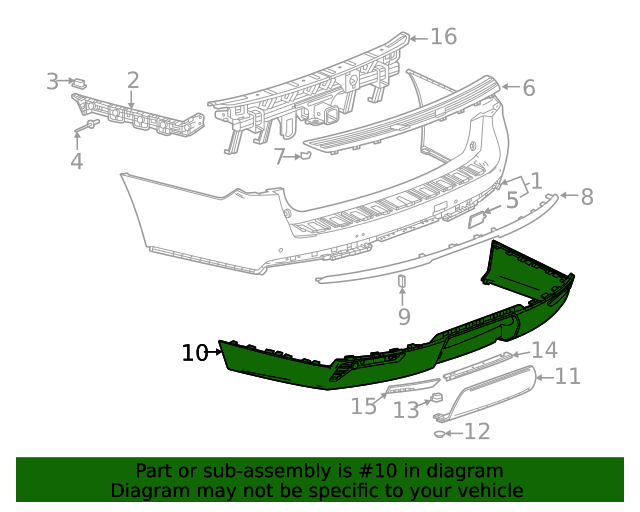 2021-2024 GM Black Rear Bumper Lower Fascia 84751056 GM | GMPartsDirect.com