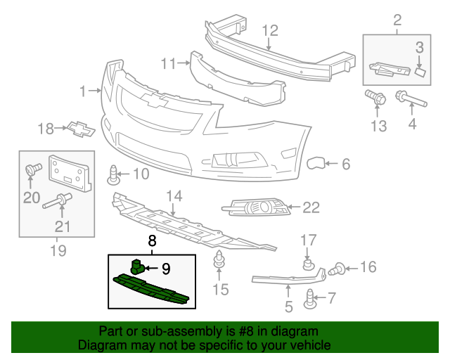 2011-2016 Chevrolet Front Bumper Fascia Bracket 95963874 GM ...