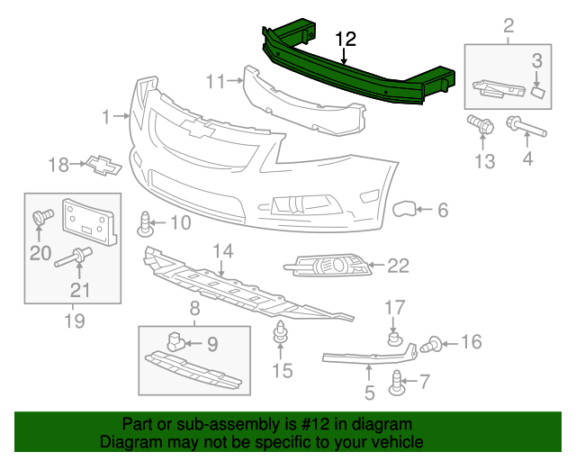 2011-2016 GM Front Bumper Impact Bar 13426894 | GetOEMParts.com