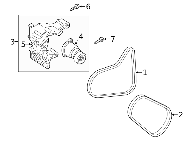 Genuine OEM Water Pump Belt Part# 25212-2GGB0 Fits 2015-2020 Hyundai ...