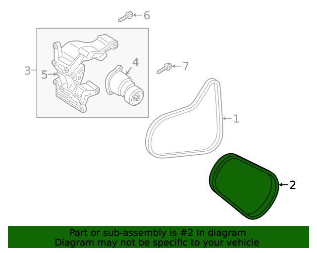 Genuine OEM Water Pump Belt Part# 25212-2GGB0 Fits 2015-2020 Hyundai ...