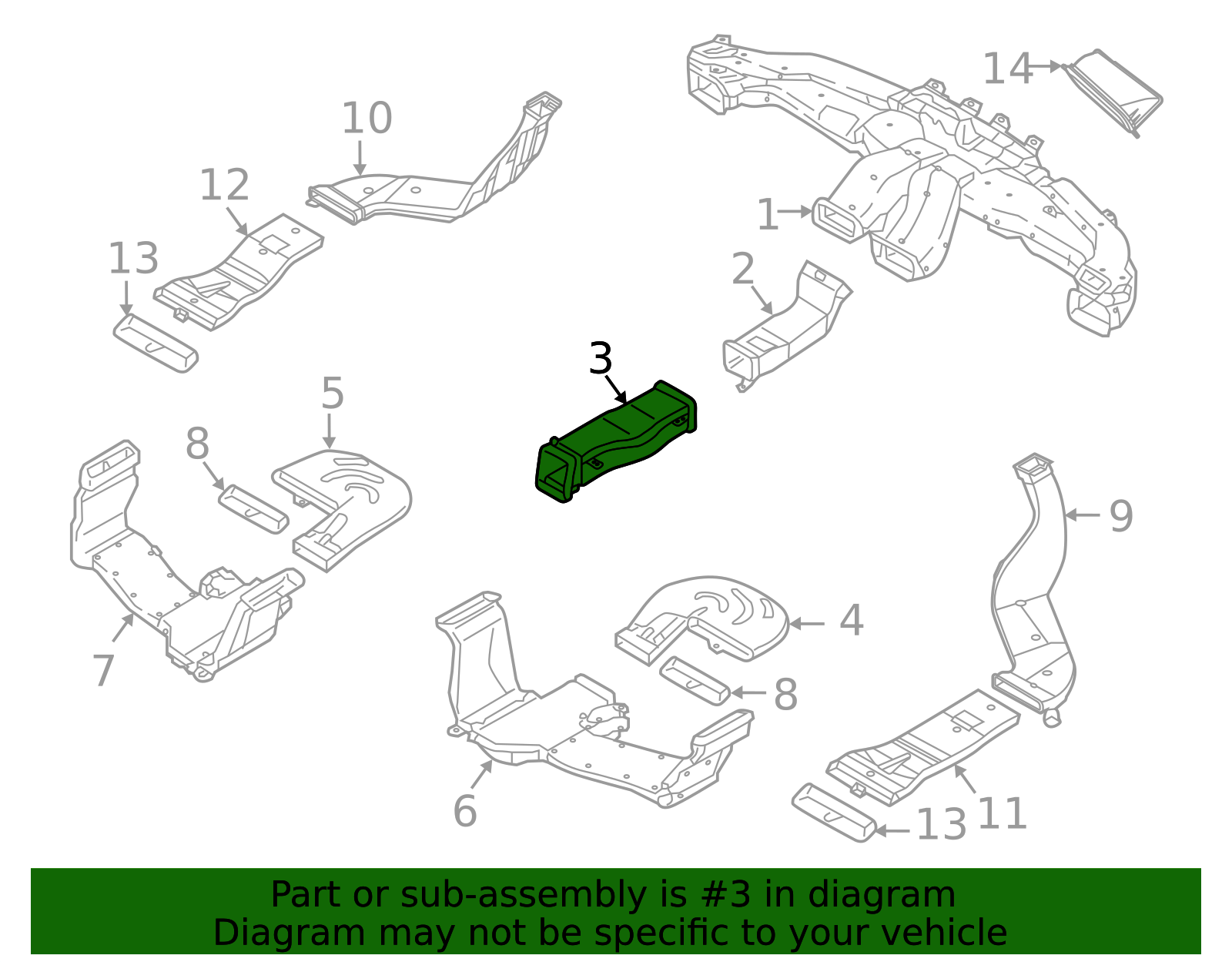 2020-2022 Genesis G90 Duct Assembly Rear Vent No.2 Left-hand 97020 ...