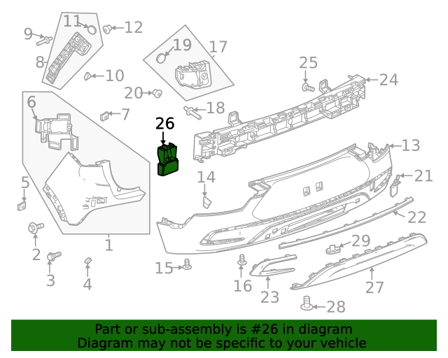 2020-2024 Buick Encore GX Rear Bumper Lower Fascia Bracket 42746831 GM ...