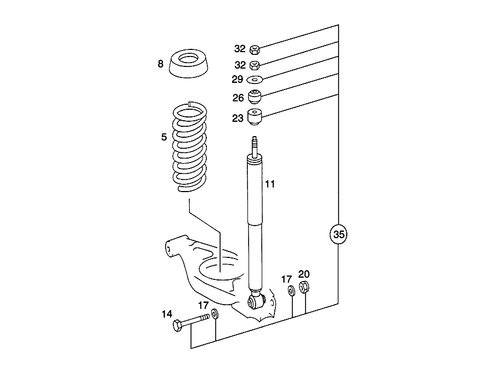 Springs and Suspension, Rear for 1992 Mercedes-Benz 190 E | Mercedes ...