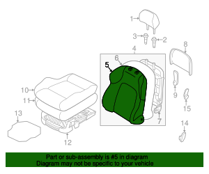 88460-2C100-EBT - Seat Back Cushion Cover 2003-2004 Hyundai Tiburon ...