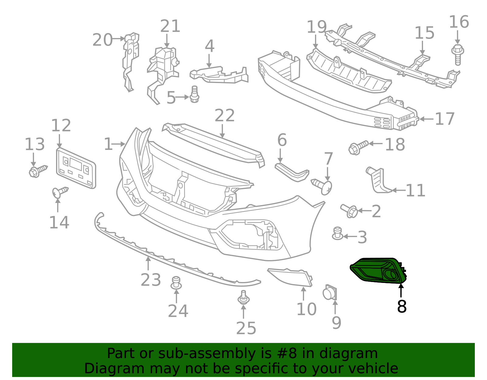 71113-TGG-A50ZC - Garnish Assembly R Front Bumper Side *NH877P* (Sonic ...