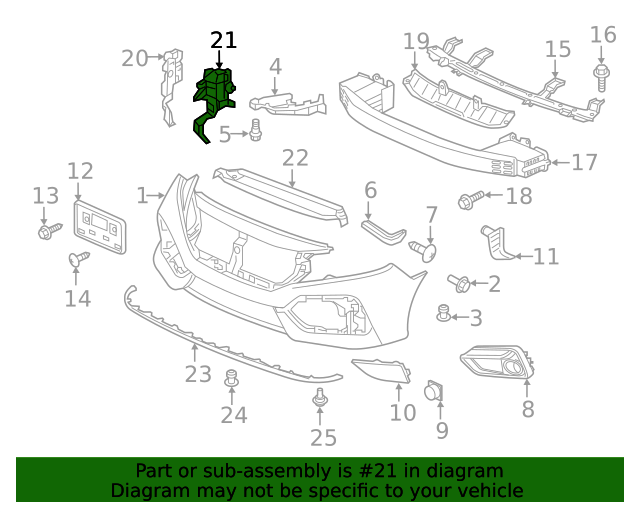 71206-TGG-A50 - Plate L Front Bumper Side Induction - 2020 Honda Civic ...