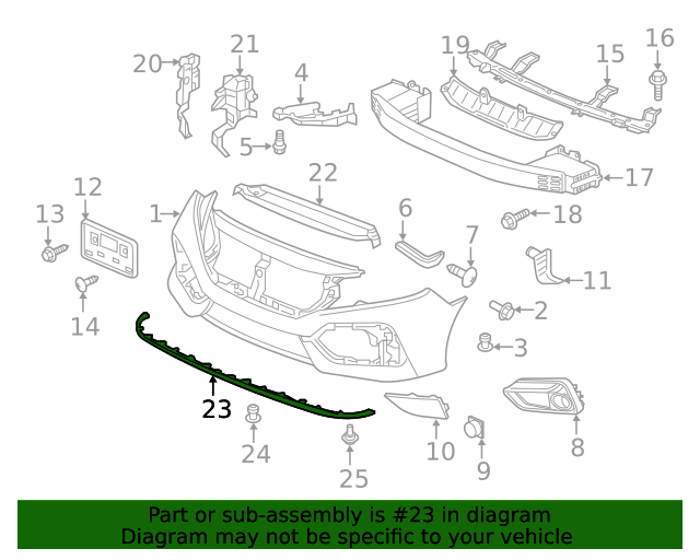 71110-TGG-A00 - Lower Deflector - 2017-2021 Honda Civic | Honda Parts Cheap