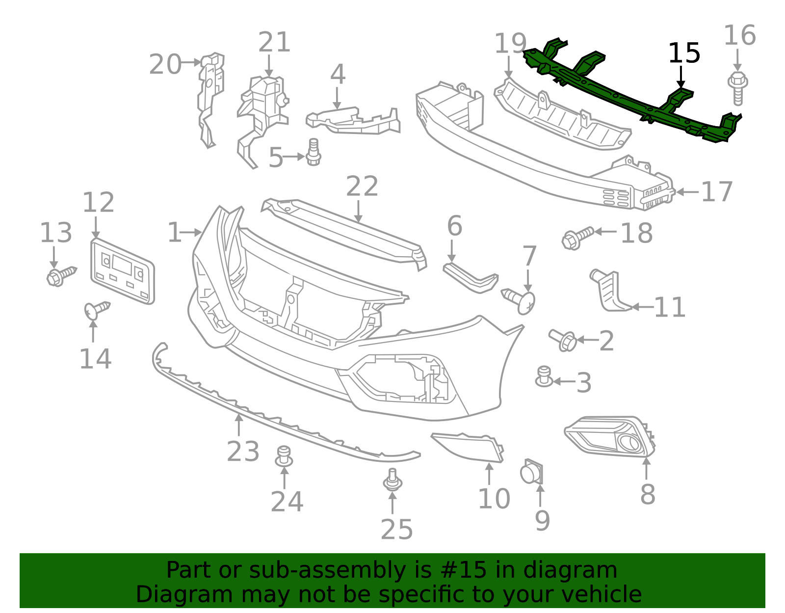 71150-TGG-A00 - 2017-2021 Honda Civic - Beam Front Bumper Center (Upper ...