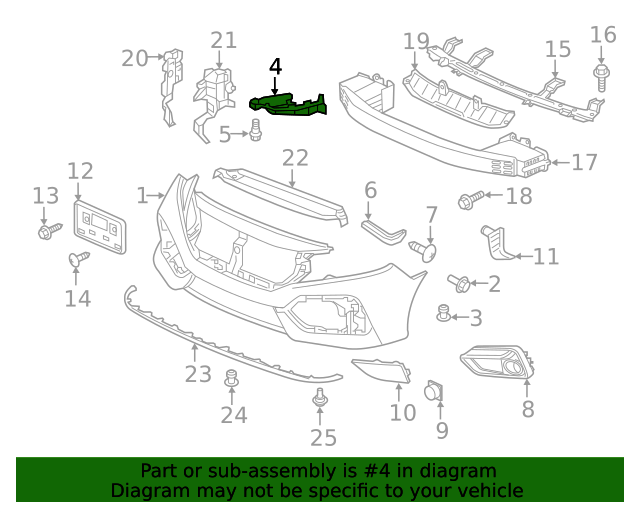 2017-2021 Honda Civic Headlamp Frame 71190-TEA-T00 | Hendrick Honda Parts