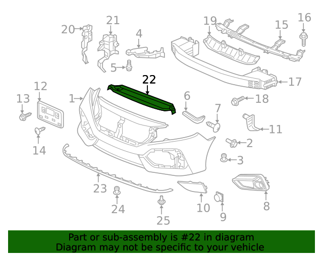 71203-TGG-A00 - Plate Front Bumper Induction (Lower) - 2017-2020 Honda ...