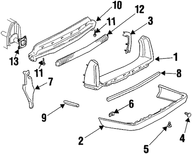 1997-1999 Cadillac DeVille Rear Bumper Fascia Center Molding 25669953 ...