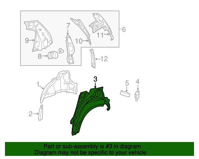 2012-2017 Toyota Prius C Outer Wheelhouse 61632-52180 | Toyota Parts Center