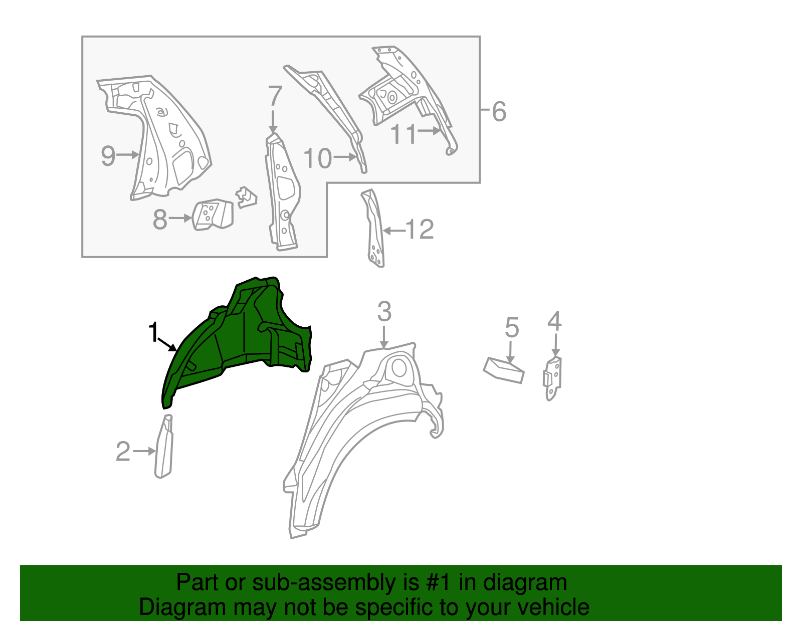 2007-2019 Toyota Inner Wheelhouse 61608-52370 | Toyota Parts Center