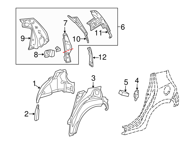 2012-2019 Toyota Outer Wheelhouse Extension 61636-52111 | Toyota Parts ...