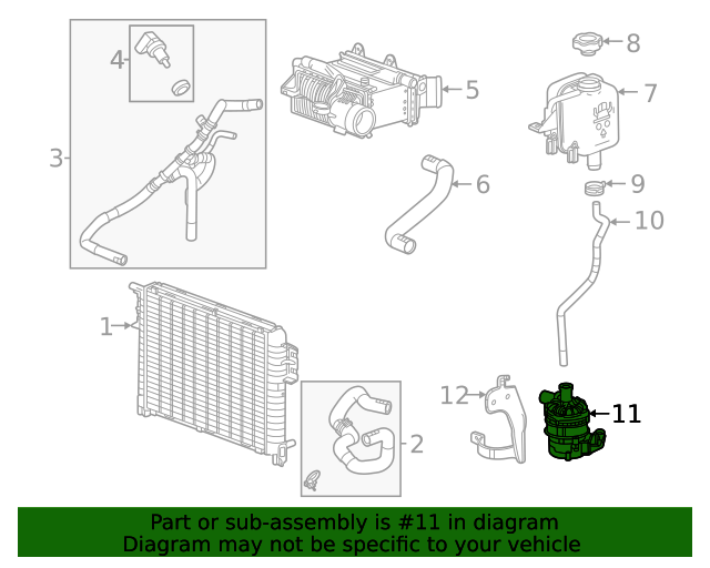 (Replaces 13546428) Engine Auxiliary Water Pump 13551855 GM ...