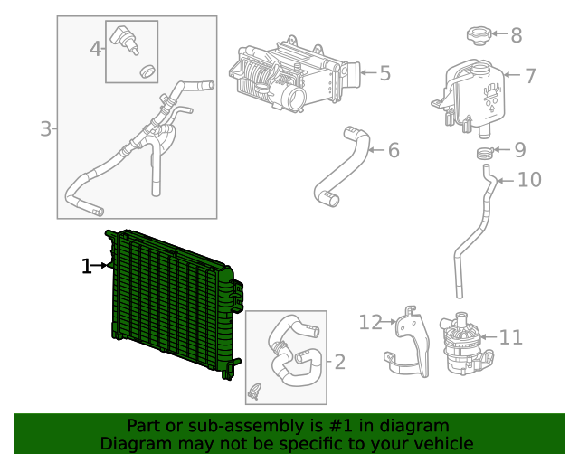 2020-2024 GM Engine Auxiliary Radiator 84693040 GM | GMPartsDirect.com