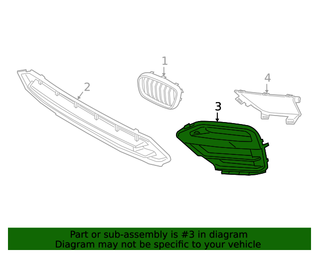 51117463831 - 2019-2021 BMW X4 Outer Grille (51-11-7-463-831) | BMW of ...