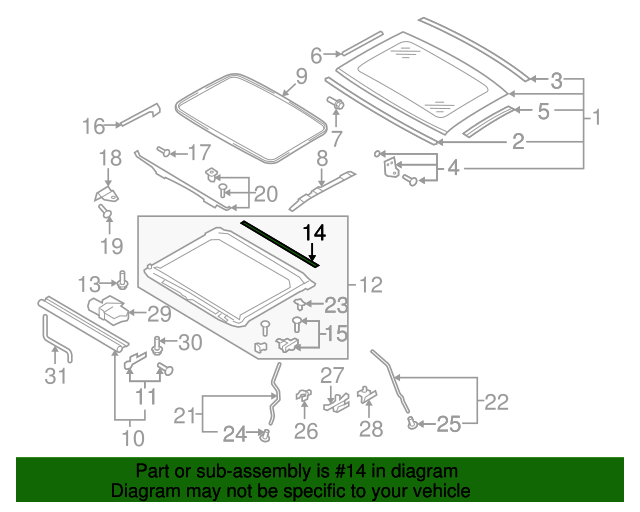 2008-2017 Audi Sunroof Frame Seal 8T0-877-439 | OEM Parts Online