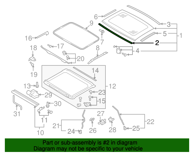 2008-2017 Audi Sunroof Seal 8T0-877-297 | AutoNationParts.com