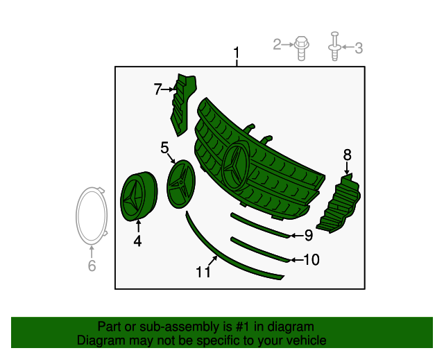 2006-2011 Mercedes-Benz Grille Assembly 164-880-06-85-7167 | Buy MB ...