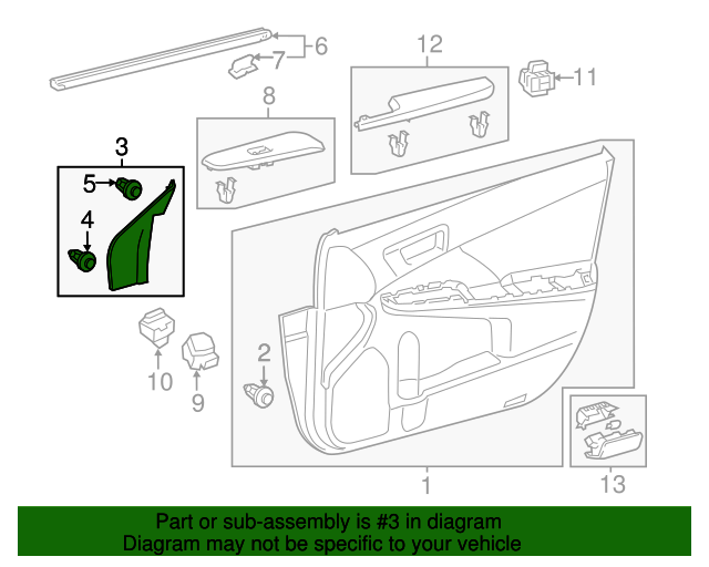 2012-2014 Toyota Camry Corner Trim 67492-06090 | Toyota Parts