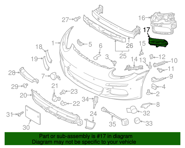970-505-571-00 - Grille 2014-2016 Porsche Panamera | AutoNationParts.com