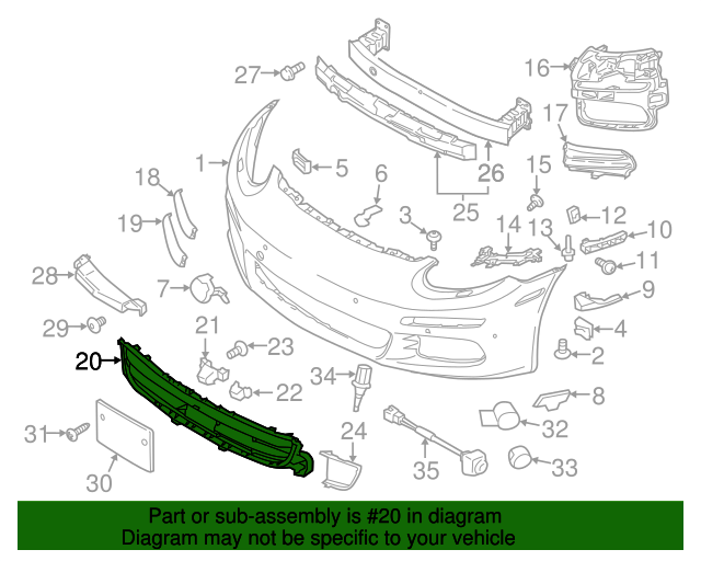 Genuine Porsche 970-505-541-11-1E0 |Lower Grille | FREE Shipping on ...