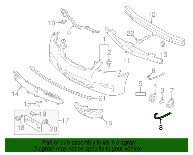 2006-2010 Infiniti Bumper Cover Side Bracket 62221-EG000 | Infiniti of ...