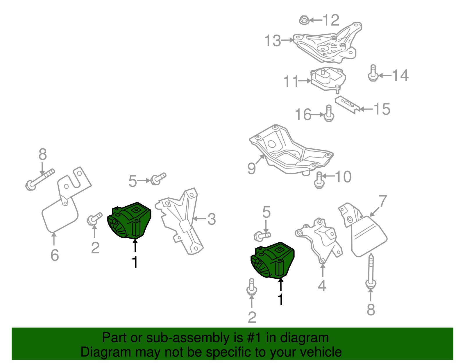 8R0-198-381-L - Motor Mount 2008-2010 Audi A5 Quattro | Audi OEM Parts