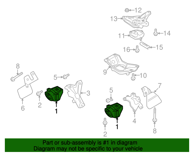 8R0-198-381-L - Motor Mount 2008-2010 Audi A5 Quattro | Audi OEM Parts