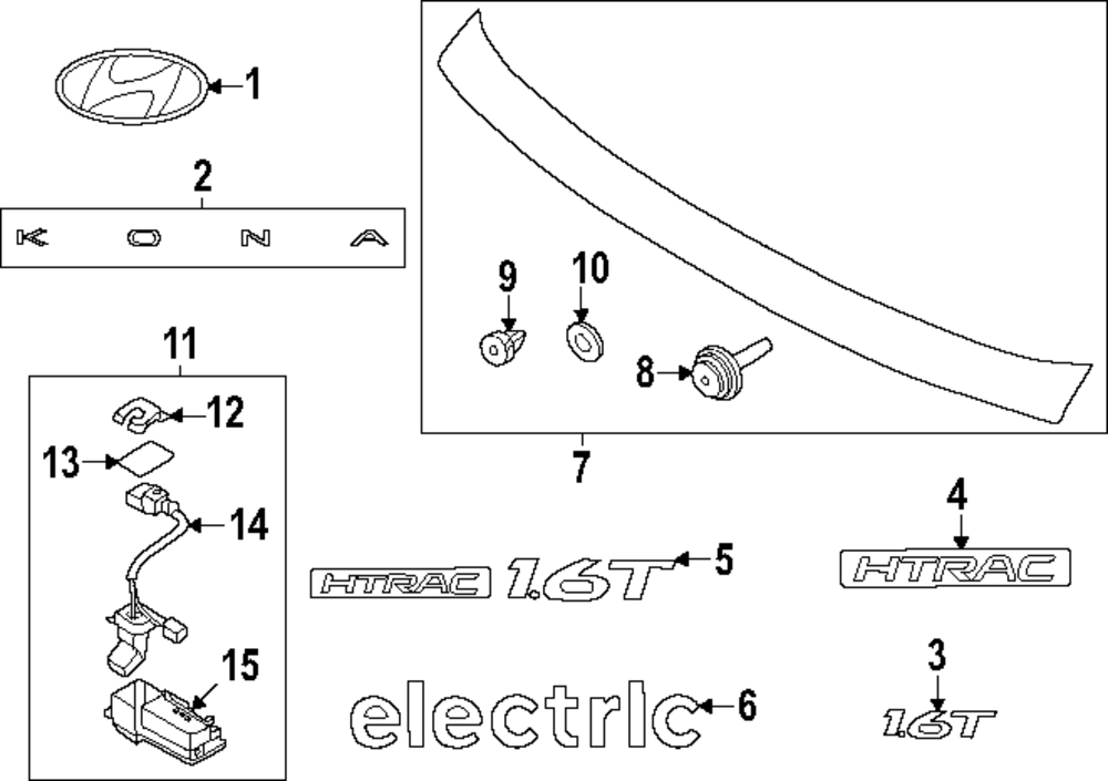 2024-2025 Hyundai Kona Nameplate 86316-BE010 | OEM Parts Online