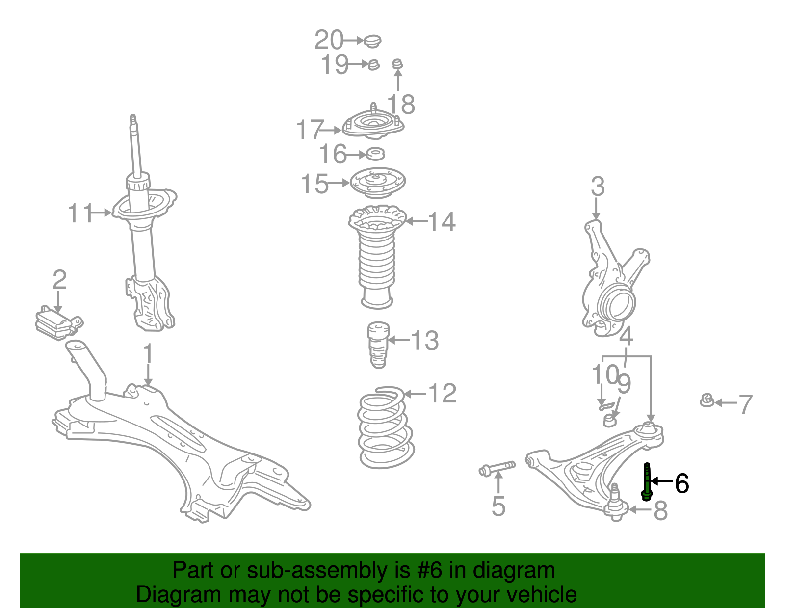 2000-2006 Toyota Lower Control Arm Mount Bolt 90119-12337 | Camelback ...