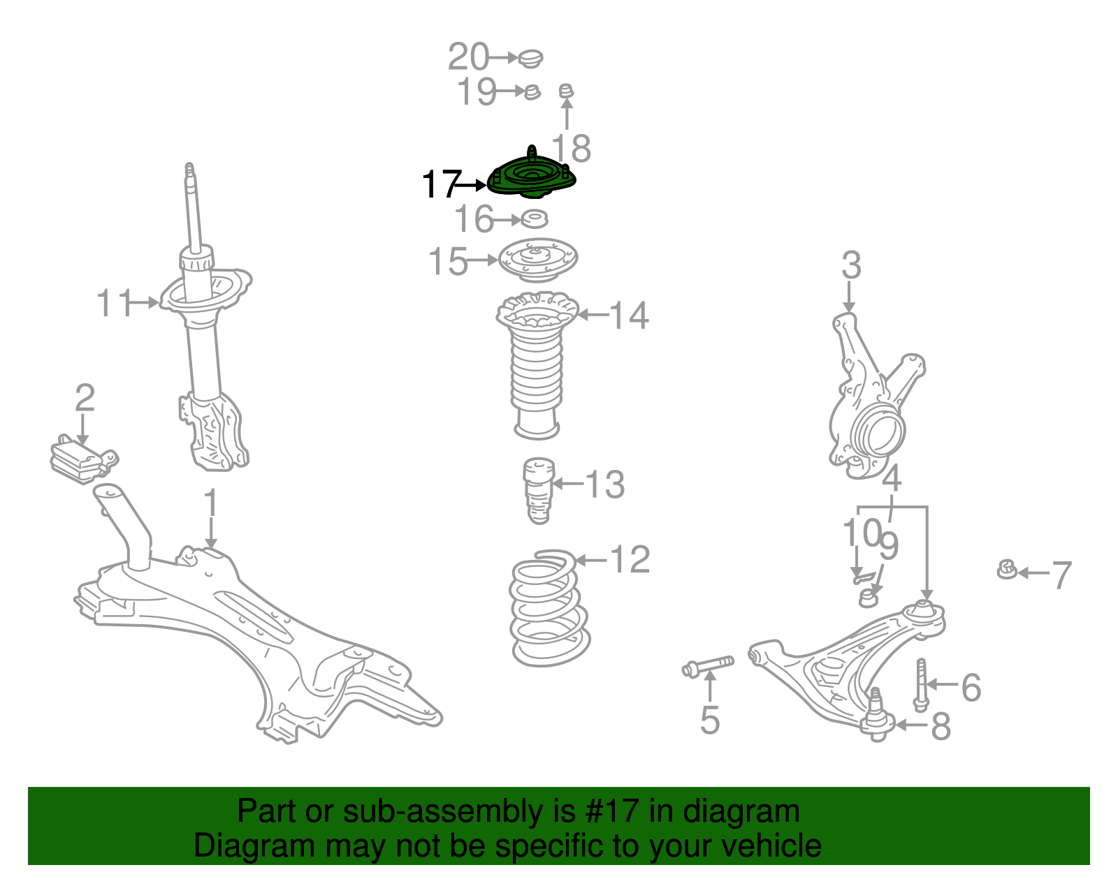 2000-2002 Toyota Echo Upper Mount 48609-52011 | OEM Parts Online