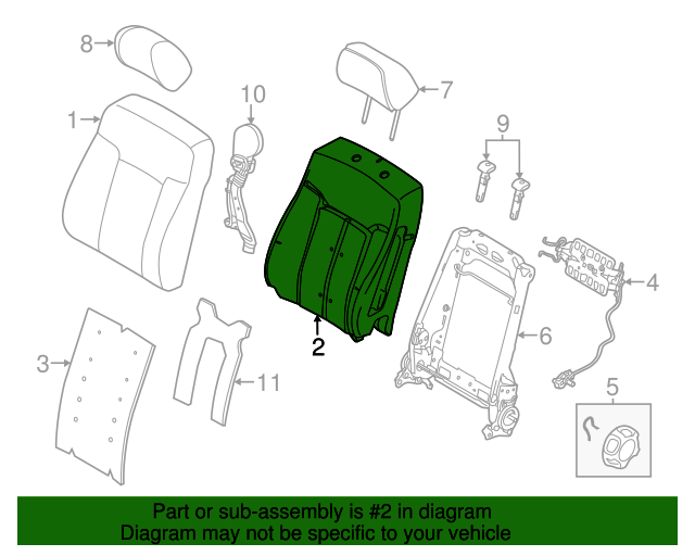 2011-2016 Ford Seat Back Pad BC3Z-2564811-E | GetOEMParts.com