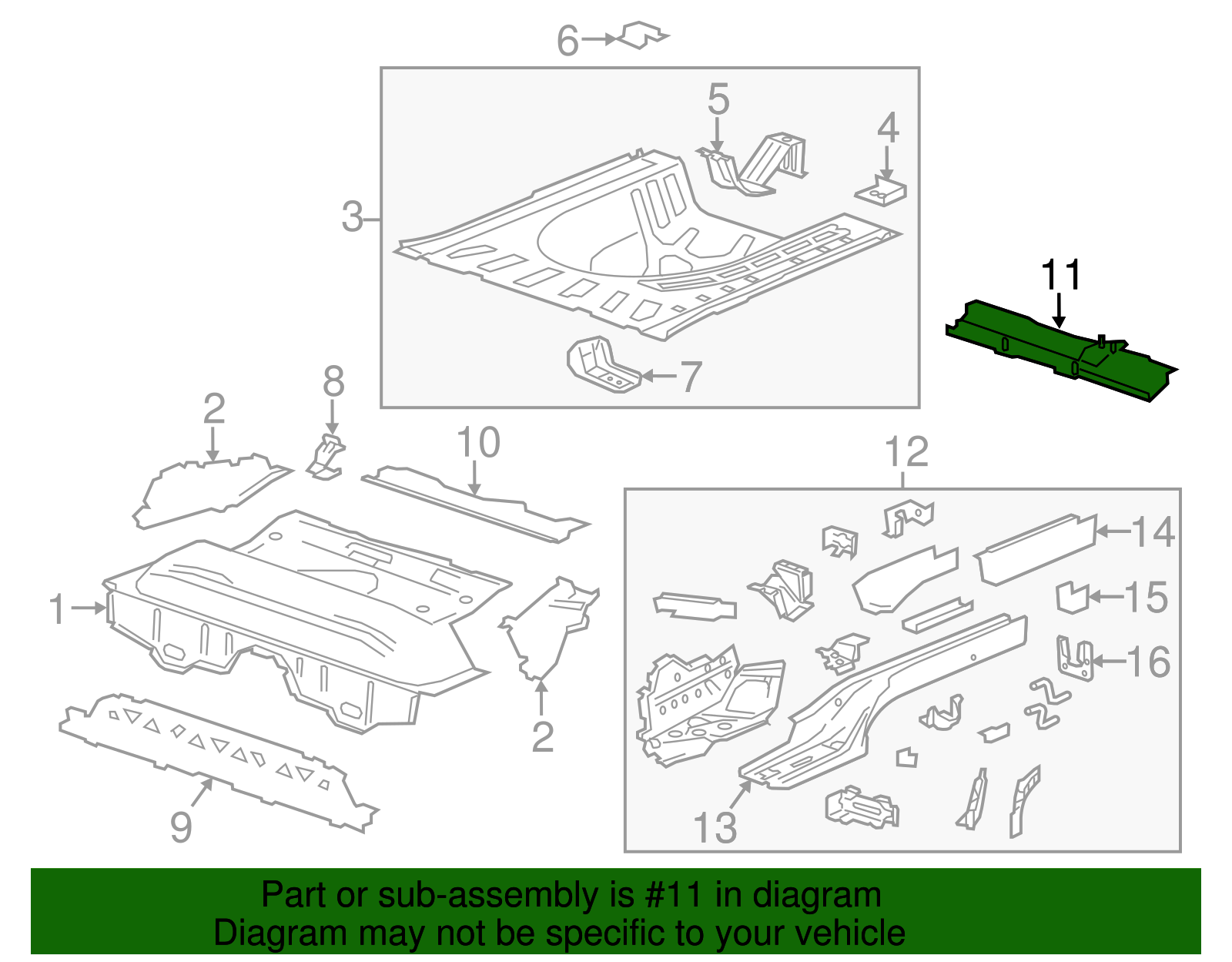 2012-2020 Chevrolet Sonic Number 5 Underbody Cross Sill with Brackets ...