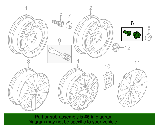 2010-2016 Volkswagen Wheel Bolt WHT-001-814-B-521 | QuirkParts
