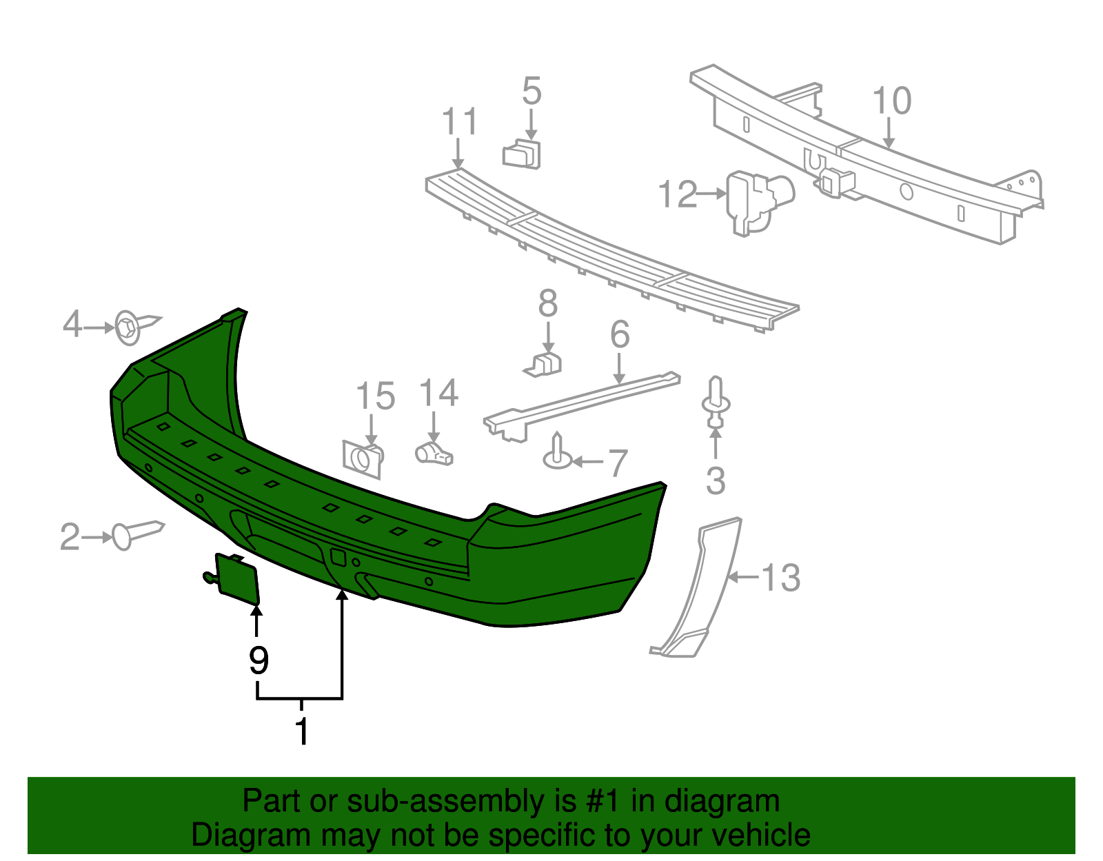 2007-2014 GM Rear Bumper Cover 20951793 GM | GMPartsDirect.com