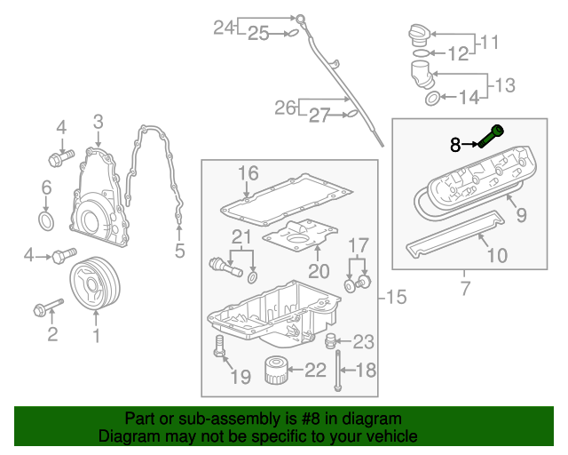 1999-2020 GM M6x1 Valve Rocker Arm Cover Bolt with Grommet and Sleeve ...