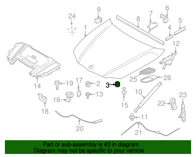 51237162448 - 2006-2024 BMW Hood Bumper (51-23-7-162-448) | BMW of ...