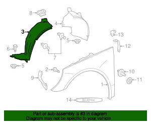Genuine OEM Fender Liner | 251-880-27-05 | Fits Select 2011-2012 ...