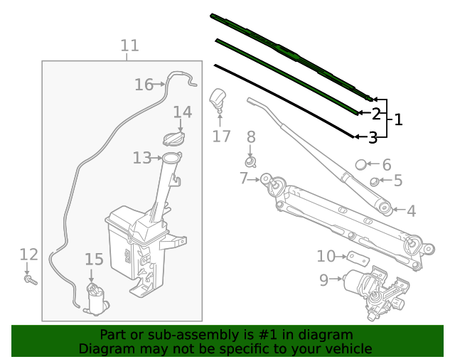Hyundai - 98350-H5000 - Wiper Blade - 2020-2024 Hyundai | OEM Hyundai ...