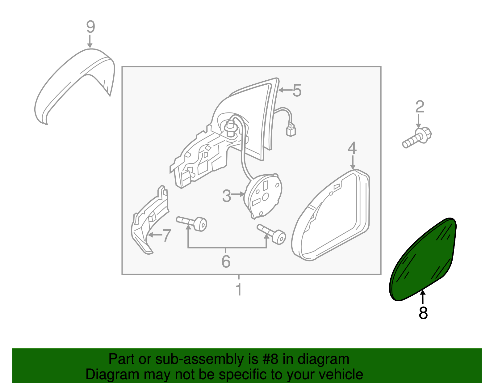 5K0-857-522-A - OEM NEW 2010-2014 VW Volkswagen GTI Golf Right Mirror ...