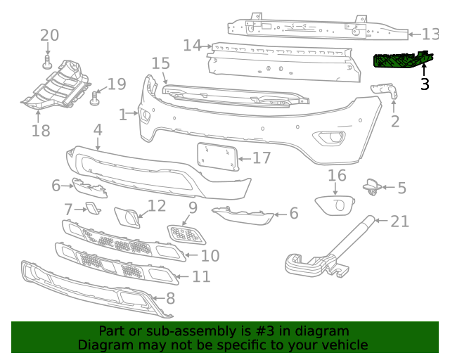 2017-2022 Jeep Bracket-Fascia - Driver's Side (LH) 68328703AB ...