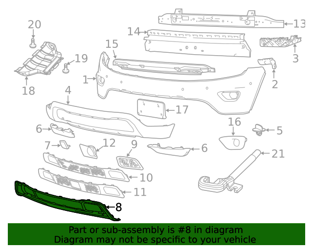 5ZM53SZ0AA - Grille Molding - 2017-2022 Jeep | Mopar Parts Canada