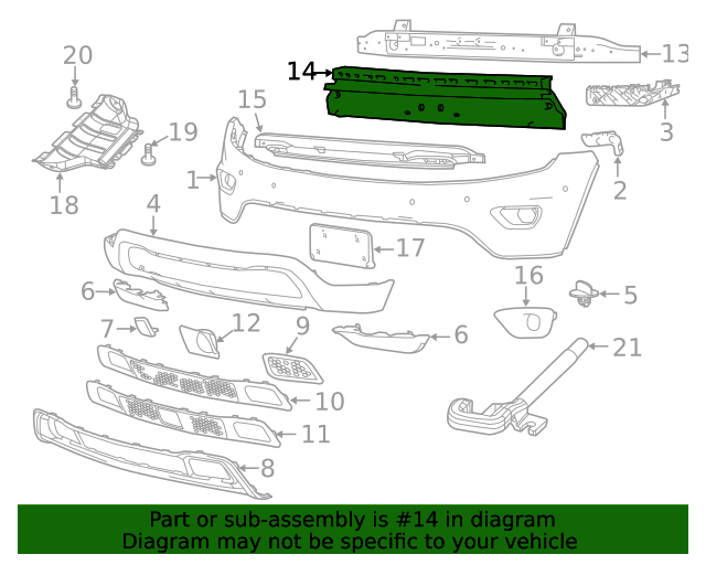 2017-2022 Jeep Bumper Impact Absorber 68328816AA | TascaParts.com