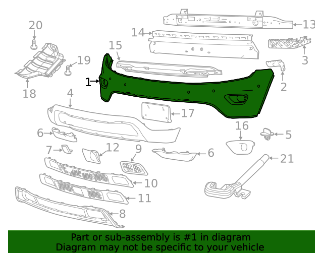 2017-2021 Jeep Grand Cherokee Bumper Cover 68333496AA | TascaParts.com