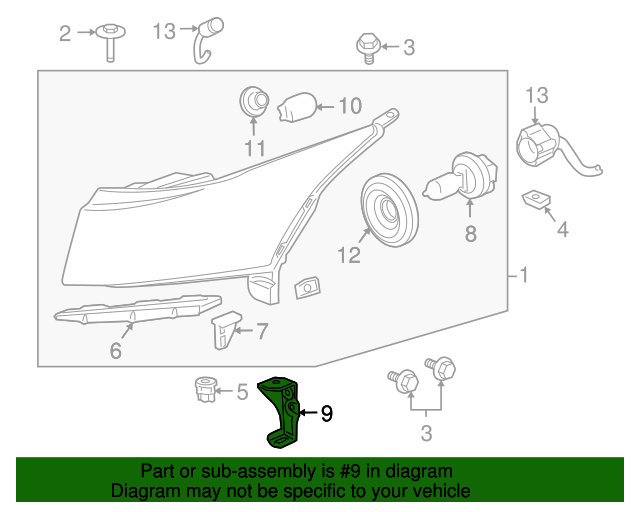 96899201 - Passenger Side Headlamp Mount Panel Bracket 2011-2016 ...