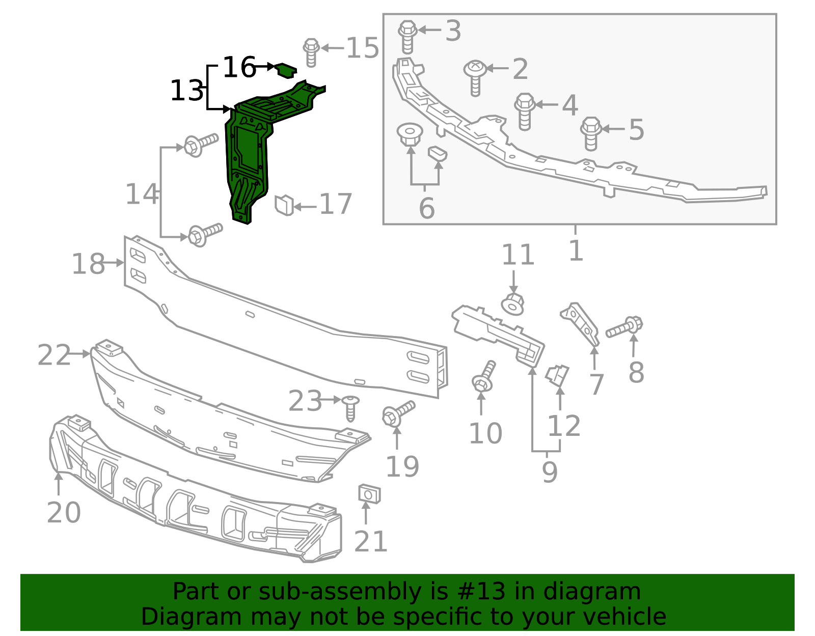 2016-2025 Chevrolet Malibu Front Bumper Fascia Support Brace 23328042 ...