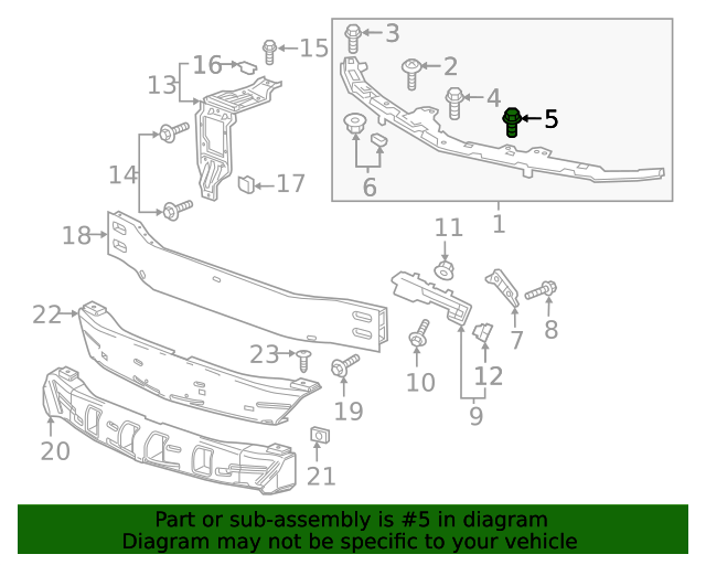 M6x1x17.65 Front Bumper Fascia Center Support Bolt 11549088 ...